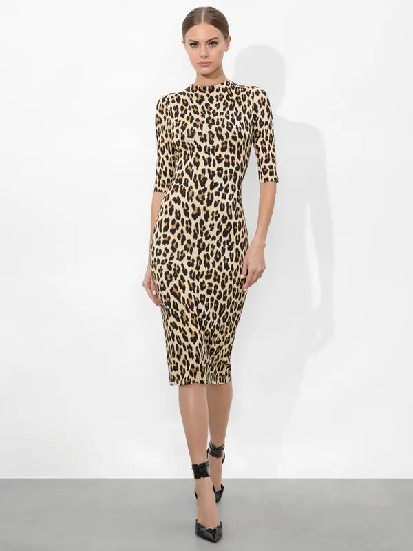 Alice + Olivia Pearl Pointelle Tie Back Halter - Textured Leopard