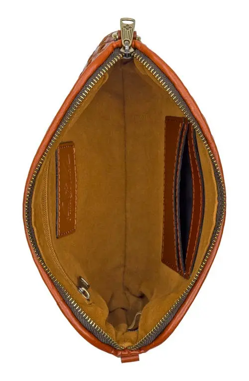 PATRICIA NASH Hand Stained Woven Sevran Leather Wristlet - Cognac