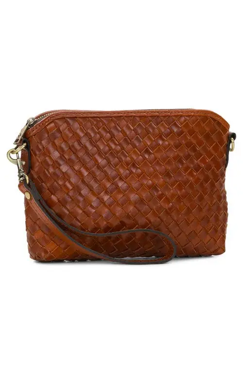 PATRICIA NASH Hand Stained Woven Sevran Leather Wristlet - Cognac