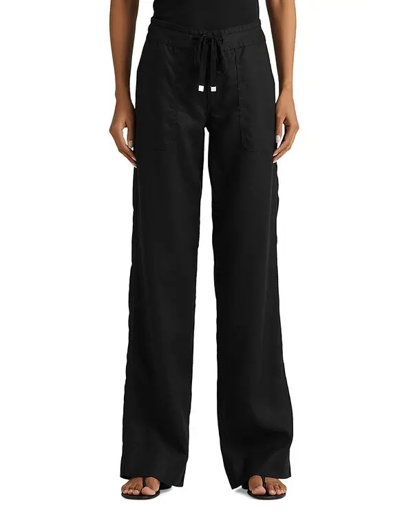 Ralph Lauren Linen Wide-leg Pants, Regular & Petite - Black