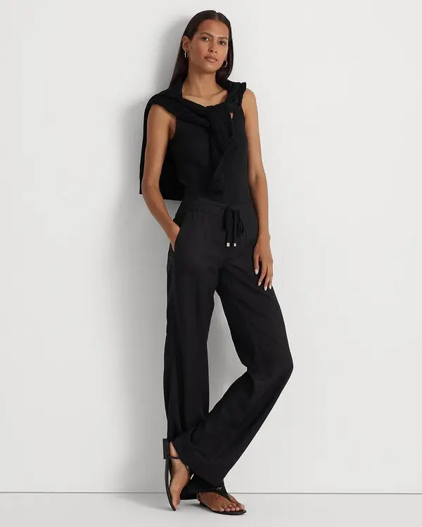 Ralph Lauren Linen Wide-leg Pants, Regular & Petite - Black