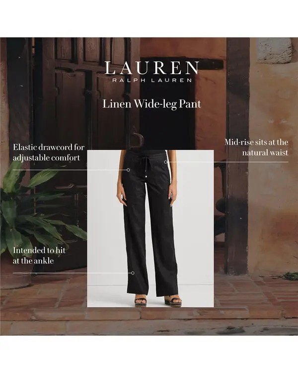 Ralph Lauren Linen Wide-leg Pants, Regular & Petite - Black