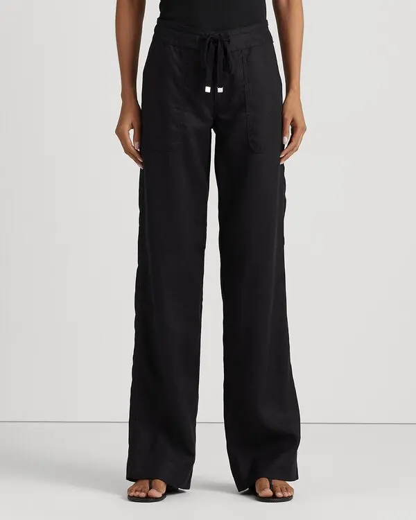Ralph Lauren Linen Wide-leg Pants, Regular & Petite - Black