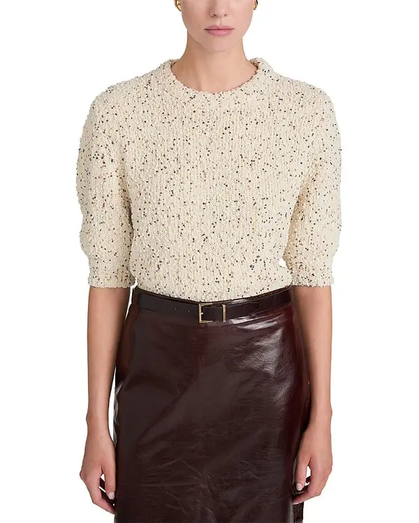 FRAME The Confetti Crewneck Puff Sleeve Sweater