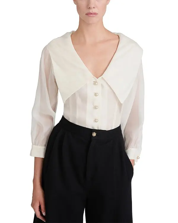 FRAME The Regency Sheer Silk Blend Blouse