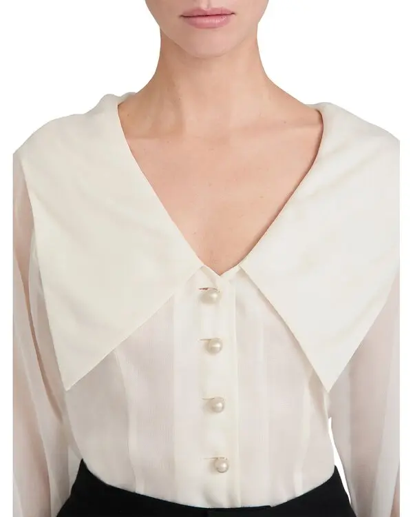 FRAME The Regency Sheer Silk Blend Blouse