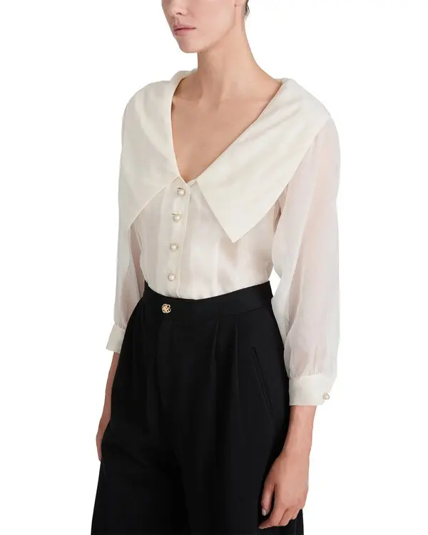 FRAME The Regency Sheer Silk Blend Blouse