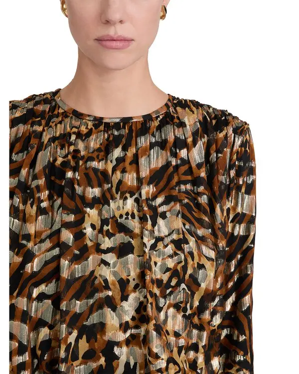 FRAME The Pleated Blouson Silk Blend Mini Dress