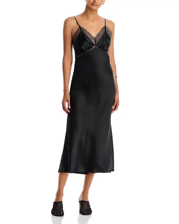 FRAME The Silk Lace Trim Slip Dress