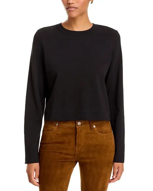FRAME The Long Sleeve Boxy Cotton Tee - Black