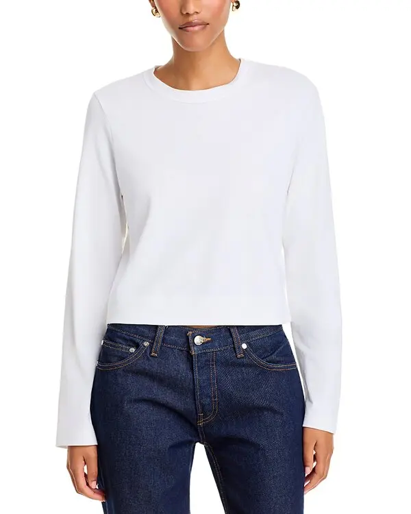 FRAME The Long Sleeve Boxy Cotton Tee - White