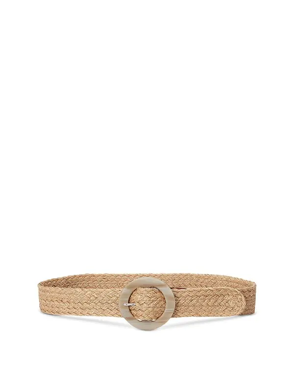 Ralph Lauren Woven Jute Faux Horn Buckle Wide Belt - Natural