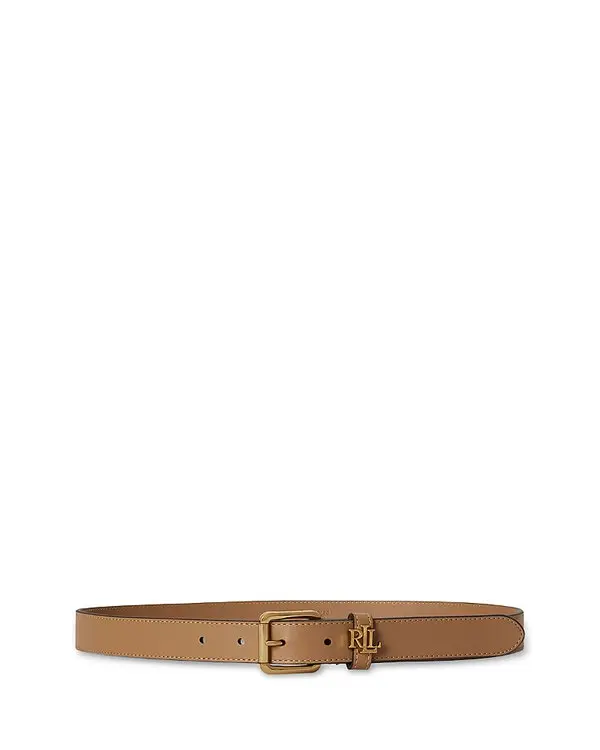Ralph Lauren Logo Keeper Leather Skinny Belt
