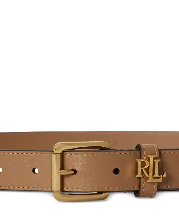 Ralph Lauren Logo Keeper Leather Skinny Belt