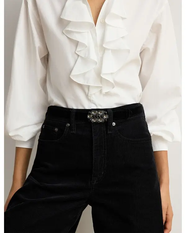 Ralph Lauren Jewel Embellished Velvet Belt