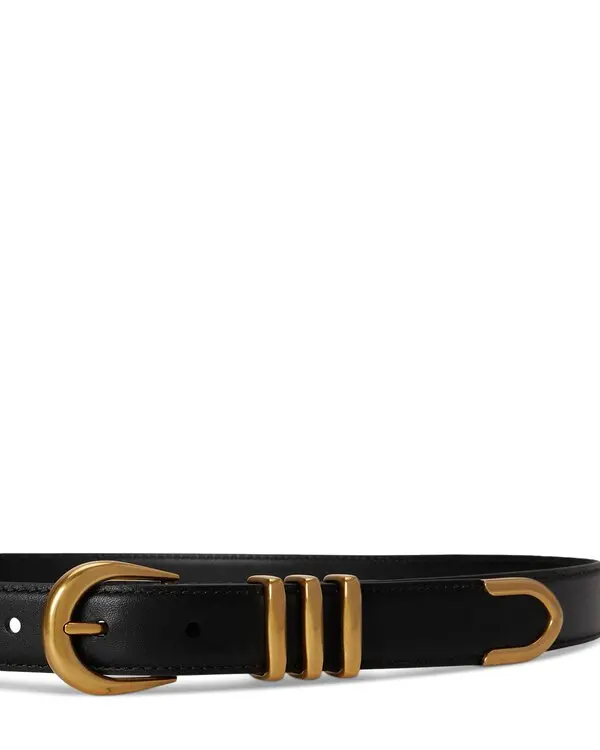 Ralph Lauren Metal Keeper Leather Skinny Belt
