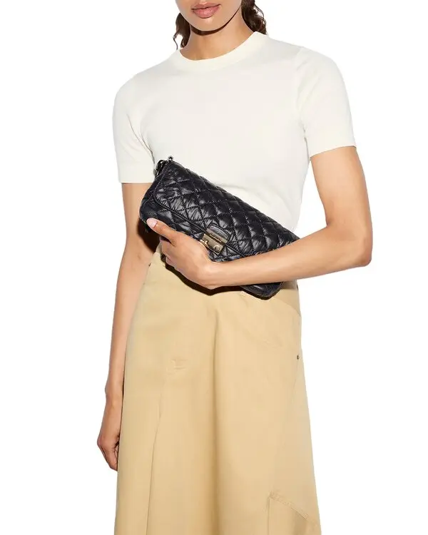 Mz Wallace Crosby Lock Quilted Baguette Bag - Black