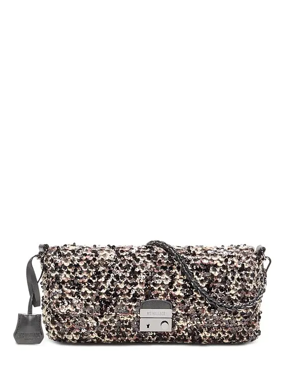 Mz Wallace Crosby Lock Embellished Quilted Baguette Bag