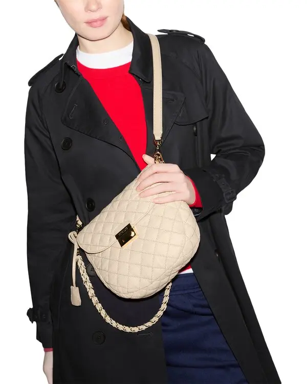 Mz Wallace Crosby Lock Quilted Saddle Bag - Sand