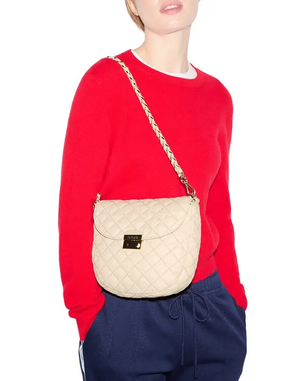 Mz Wallace Crosby Lock Quilted Saddle Bag - Sand