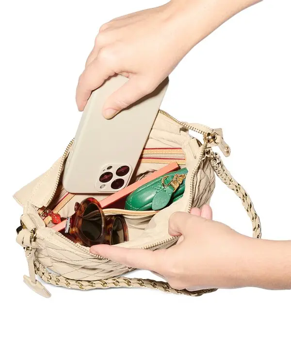 Mz Wallace Crosby Lock Quilted Saddle Bag - Sand