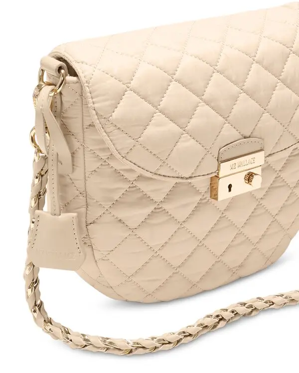 Mz Wallace Crosby Lock Quilted Saddle Bag - Sand