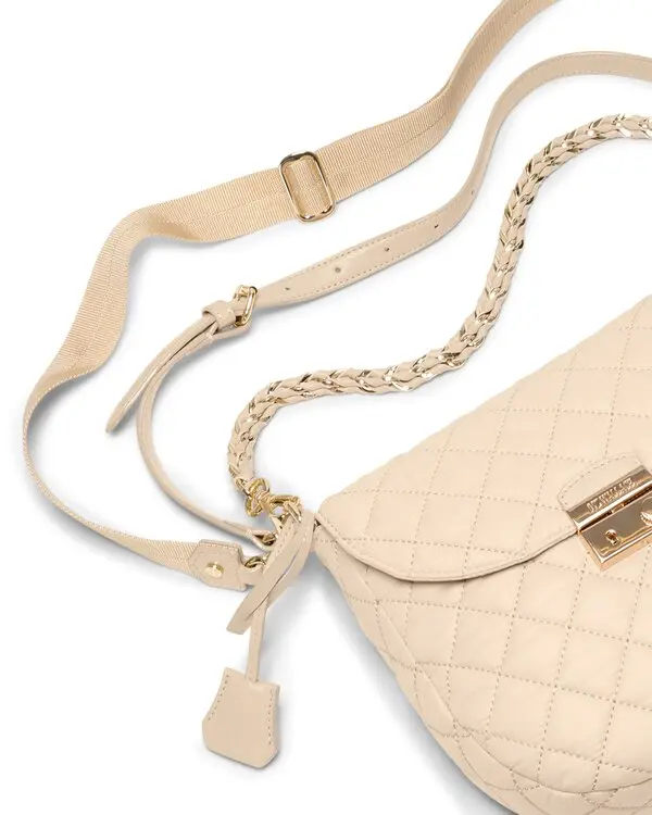 Mz Wallace Crosby Lock Quilted Saddle Bag - Sand