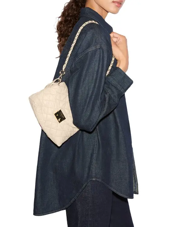 Mz Wallace Mini Crosby Lock Quilted Shoulder Bag - Sand