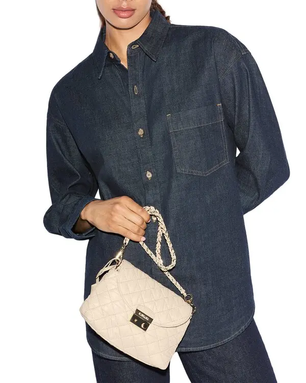 Mz Wallace Mini Crosby Lock Quilted Shoulder Bag - Sand