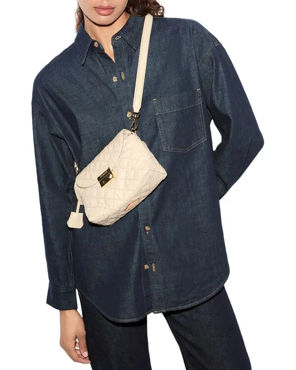 Mz Wallace Mini Crosby Lock Quilted Shoulder Bag - Sand