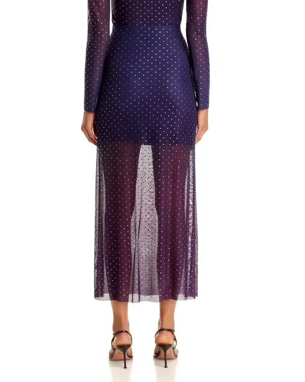 Aqua Ombre Embellished Mesh Maxi Skirt Exclusive