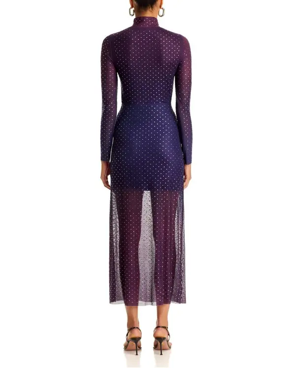 Aqua Ombre Embellished Mesh Maxi Skirt Exclusive