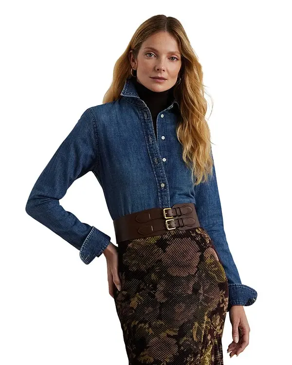 Ralph Lauren Button Front Denim Shirt - Blue