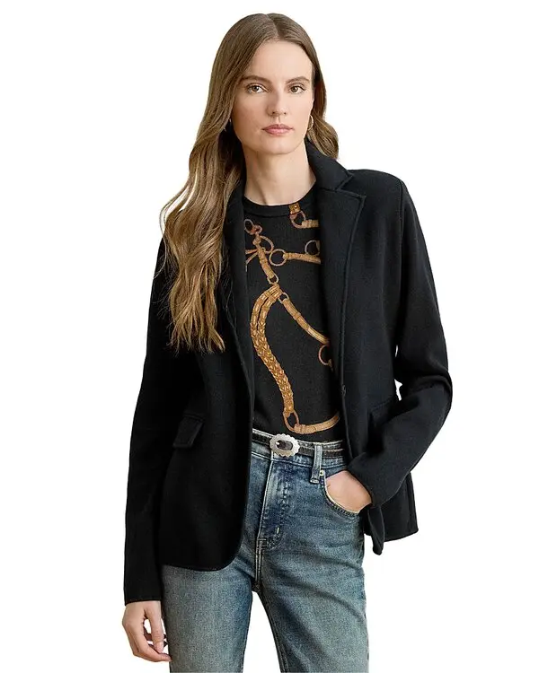 Ralph Lauren Cotton Blend Sweater Blazer - Black