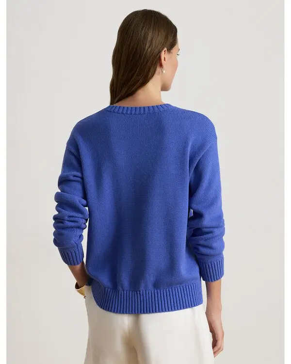 Ralph Lauren Combed Cotton Embroidered Logo Sweater - Indigo Sky