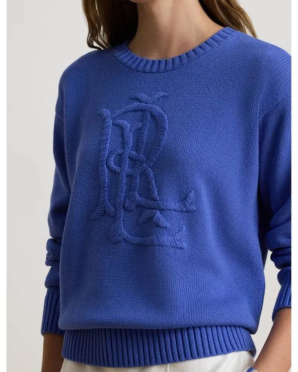 Ralph Lauren Combed Cotton Embroidered Logo Sweater - Indigo Sky