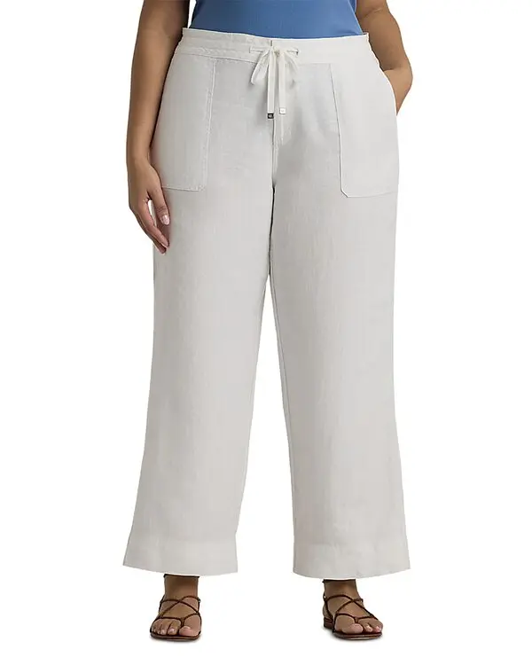 Ralph Lauren Plus Linen Drawcord Pants