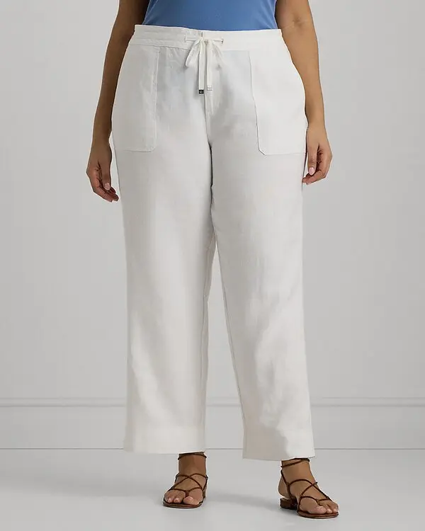 Ralph Lauren Plus Linen Drawcord Pants