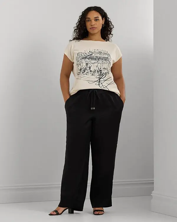 Ralph Lauren Plus Wide Leg Linen Pants