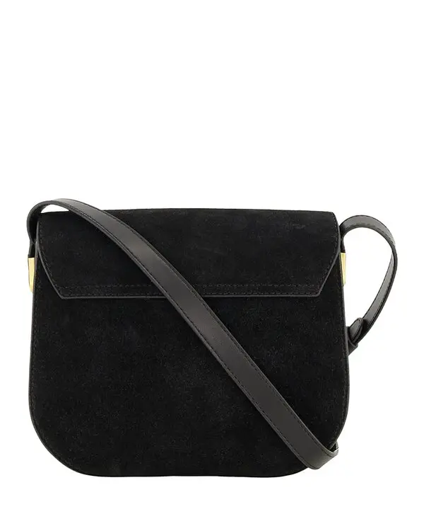 Vince Eris Saddle Leather & Suede Crossbody - Black