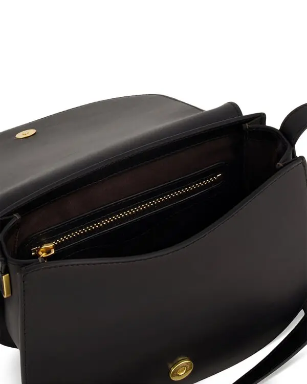 Vince Eris Saddle Leather & Suede Crossbody - Black