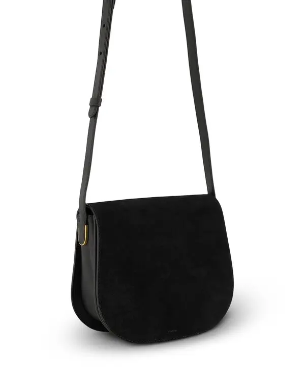 Vince Eris Saddle Leather & Suede Crossbody - Black