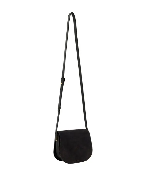 Vince Eris Saddle Leather & Suede Crossbody - Black