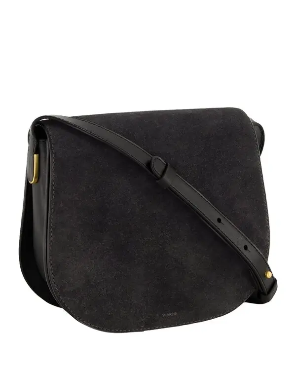 Vince Eris Saddle Leather & Suede Crossbody - Black