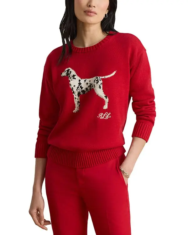 Ralph Lauren Intarsia Knit Dog Sweater - Ralph Red Multi