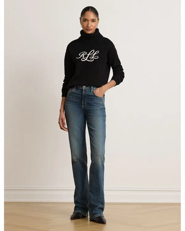 Ralph Lauren Logo Cashmere Turtleneck Sweater - Black