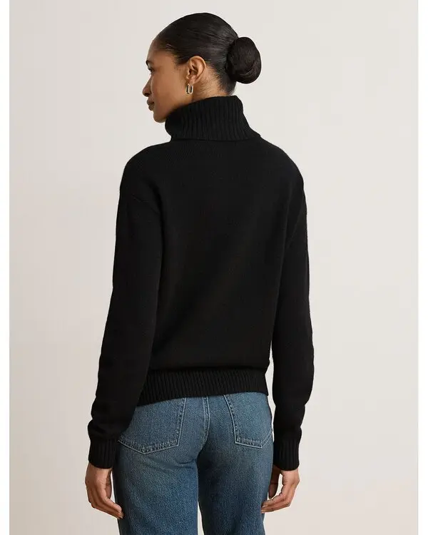 Ralph Lauren Logo Cashmere Turtleneck Sweater - Black
