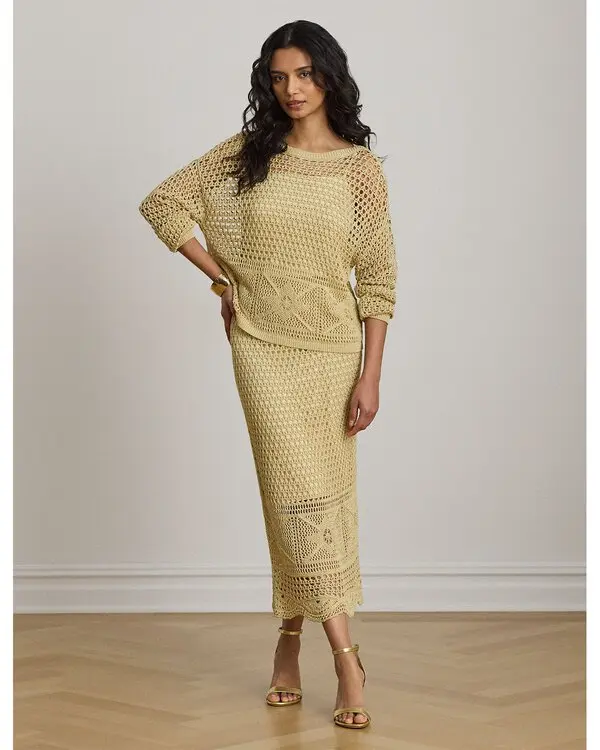 Ralph Lauren Pointelle Knit Linen Blend Sweater