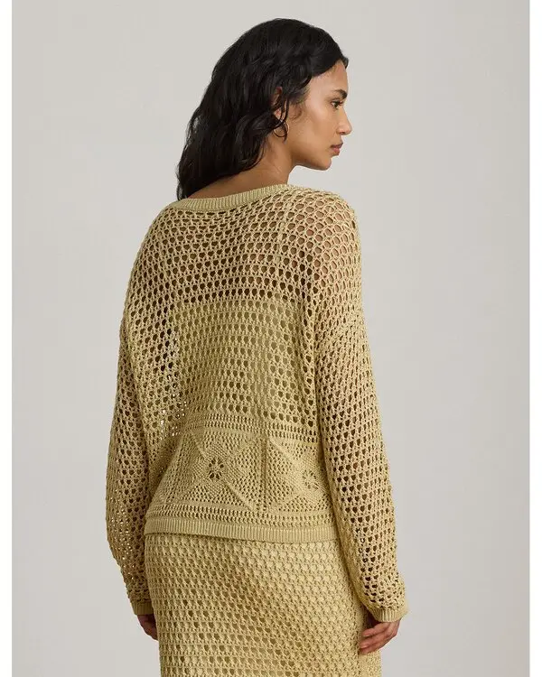 Ralph Lauren Pointelle Knit Linen Blend Sweater