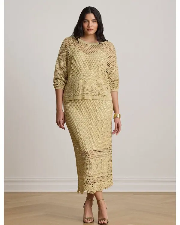 Ralph Lauren Pointelle Knit Linen Blend Sweater